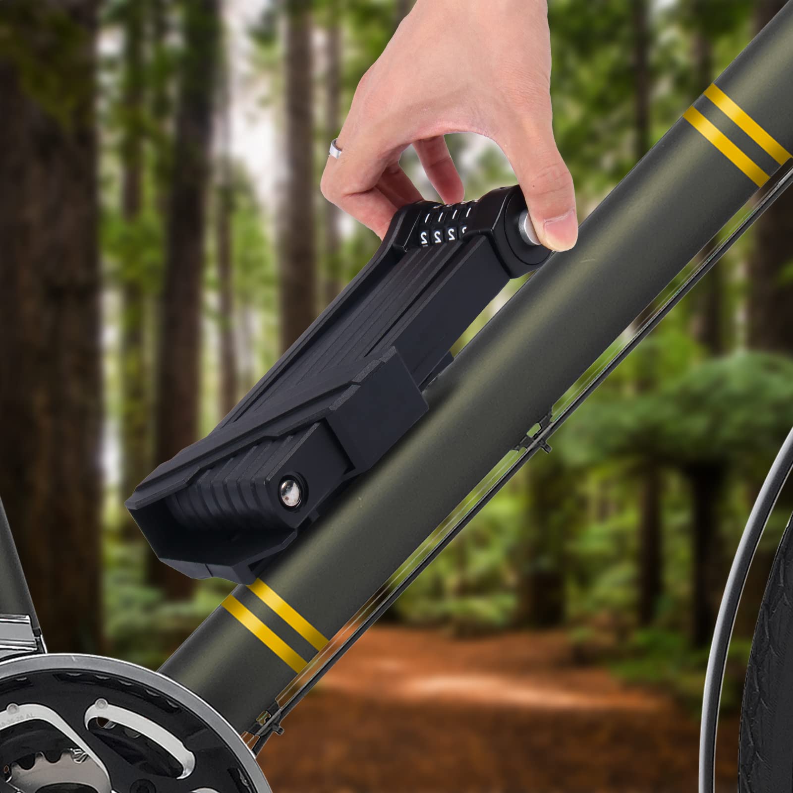 Dreamoon Folding Bike Lock, Compact 8 Joints Bicycle Lock Combination, Heavy Duty Alloy Steel Foldable Chain Lock, with 4-Digit Resettable Combination Password, for ebike Bike Scooter