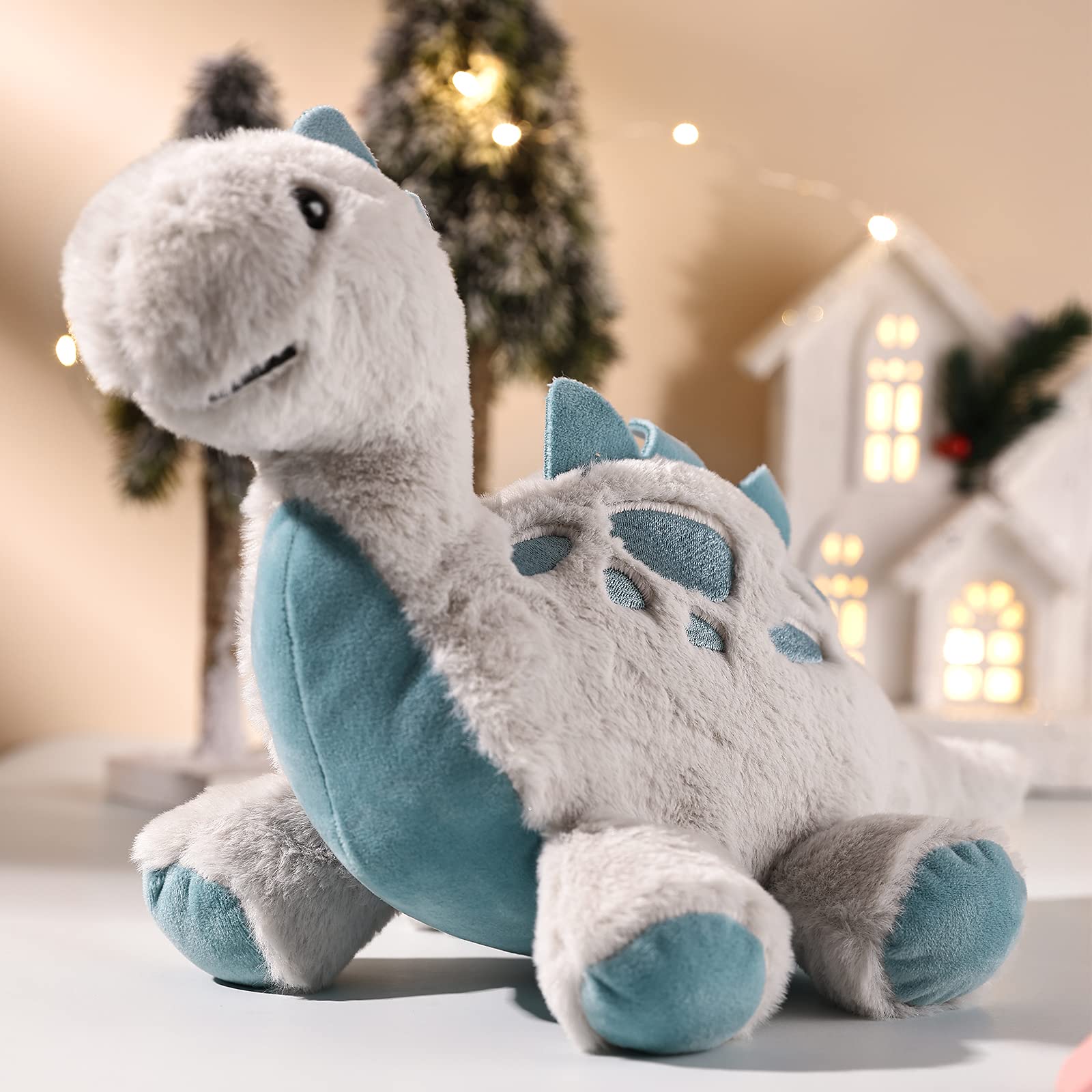 TCBunny Baby Dinosaur Bedtime Stuffed Animal Plush Toy 15", Stephan(Stegosaurus-Grey)