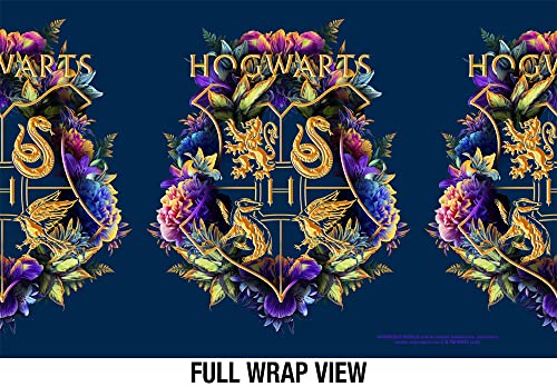 Harry Potter OFFICIAL Hogwarts Multi-Colored Floral Crest 18 oz Insulated Water Bottle, Leak Resistant, Vacuum Insulated Stainless Steel with 2-in-1 Loop Cap