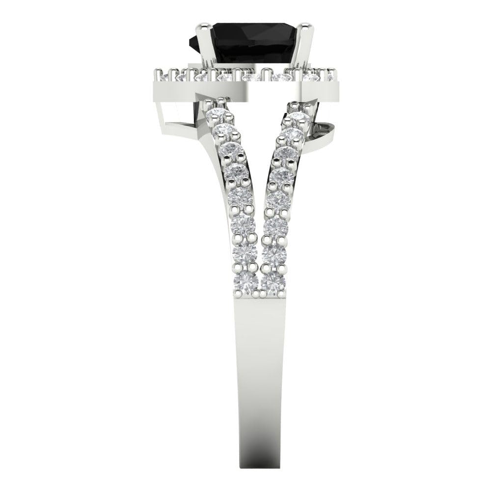 Clara Pucci 1.75 Carat Heart Cut Solitaire W/Accent Genuine Natural Black Onyx Engagement Promise Anniversary Bridal Ring 18K White Gold 8