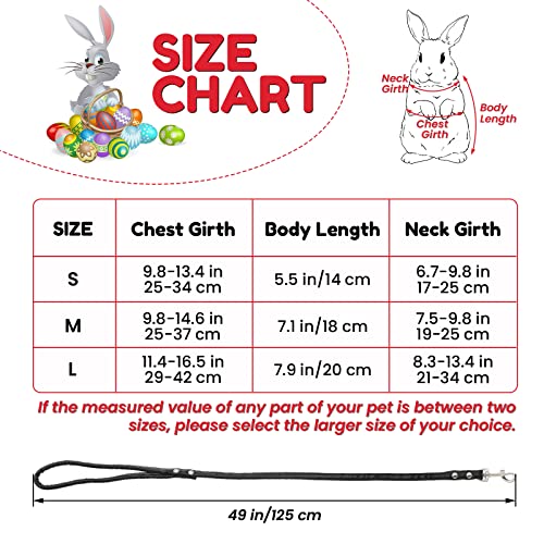 Rabbit Harness and Leash Bunny Stuff Rabbit Walking Harness Bunny Leash and Harness Small Bunny Essentials Bunny Rabbit Harness with Leash for Kitten Puppy Small Pets Walking (Red, Medium)
