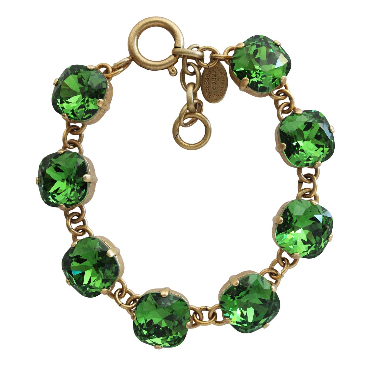 Catherine Popesco Goldtone Crystal Round Bracelet, Fern Green 1696G