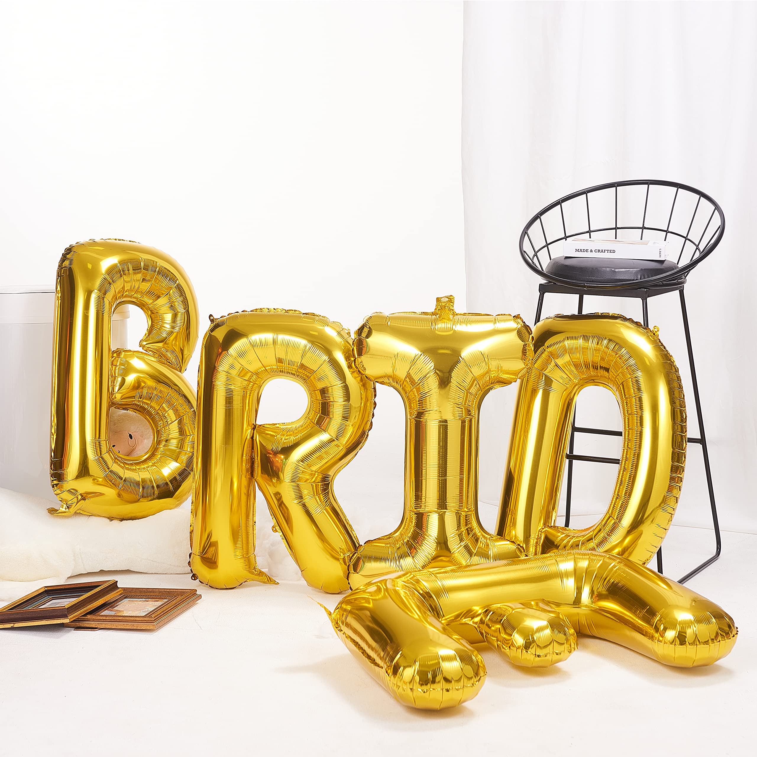 Gold BRIDE Giant Balloons,Wedding Party, Engagement Party, Bridal Shower Decorations Large Balloons 32 Inch.