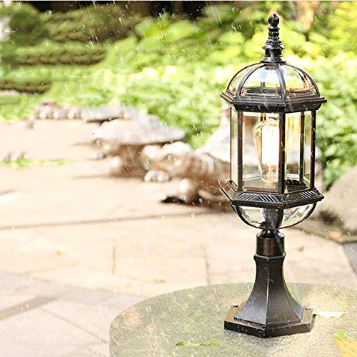 XJJZS Rustic Waterproof led Pillar Wall Lamp,Vintage Outdoor Glass LED Post Lighting,Villas Garden Porch Home Landscape Pathway Lights
