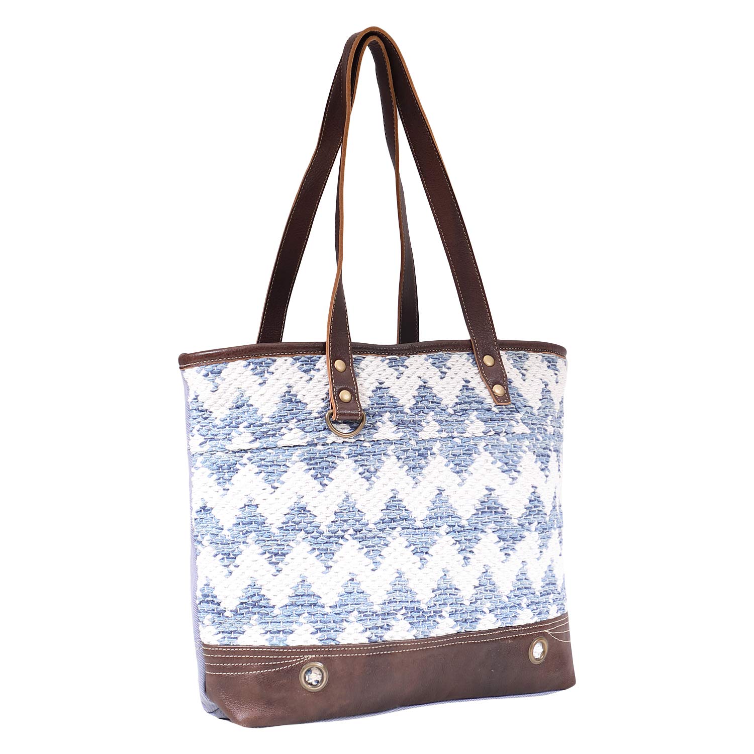 Myra Bag Californian Vibe Upcycled Canvas & Leather Tote Bag S-1624