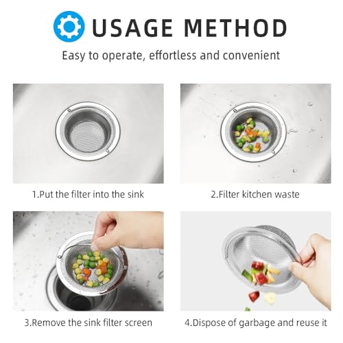 haodex 2PCS Stainless Steel Kitchen Sink Strainer,4.33" Diameter