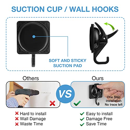 Khdrvok Heavy Duty Vacuum Round Cup Hook, Easy to Install and Remove,Black Plated Plished Super Suction for Kitchen， Bathroom and Restroom， 2pack