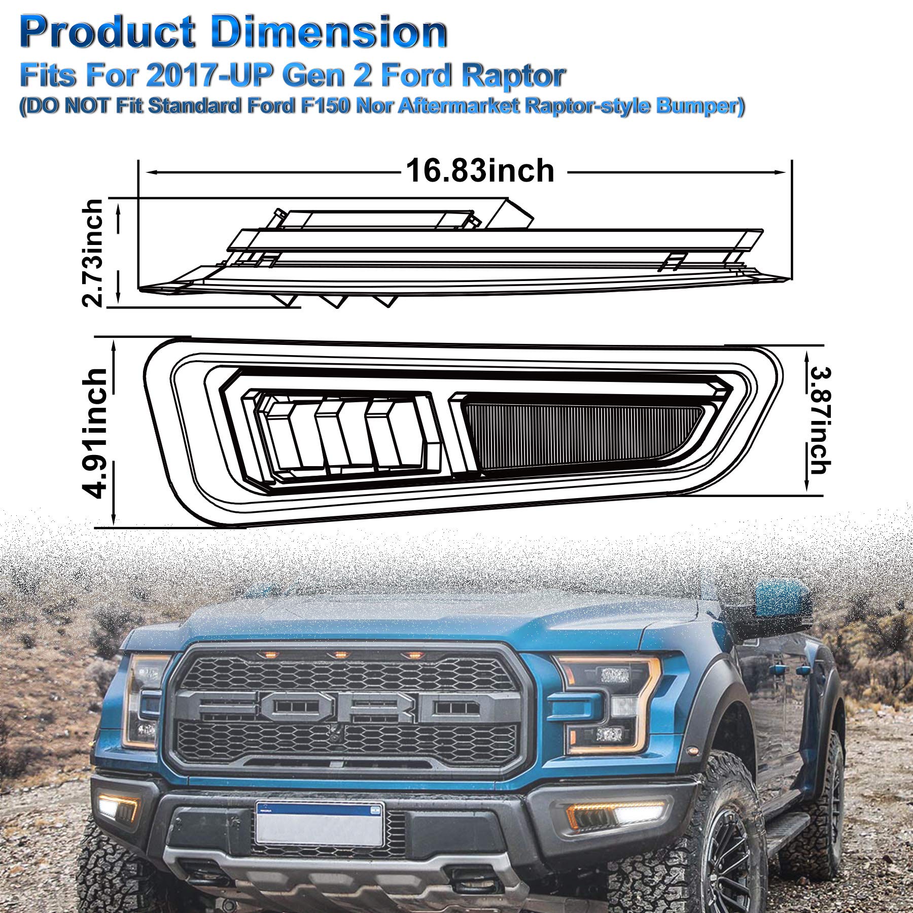 CJOVSE Ford Raptor Fog Lights, Amber Sequential Turn Signal White DR LED Bumper Fog Lights Compatible Smoke Housing with Gen 2 Ford Raptor 2017 2018 2019 2020