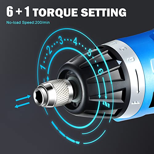 DNA MOTORING TOOLS-00236 Rechargeable 3.6V Cordless Electric Screwdriver Tool Kit with LED Worklight, Blue