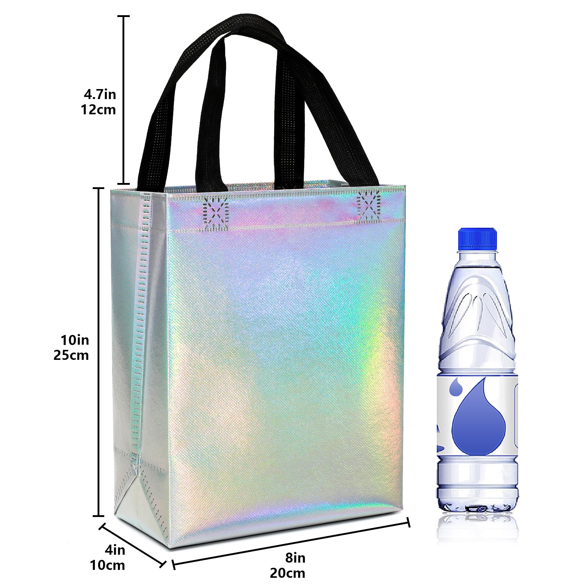 KeerxunBag 12pcs Reusable Gift Bags(Includes Tissue Paper) Gift bag with handle Birthdays Parties Holidays Weddings Medium 10x4x8in rainbow Gift Bags