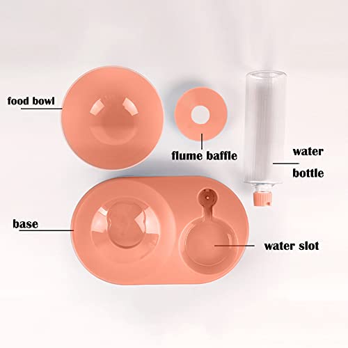 Raised Cat Bowls with Automatic Water Dispenser Bottle, Elevated 0°-15°Adjustable Tilted Pet Food Water Feeder Bowls Stress-Free Suit for Cats Dogs
