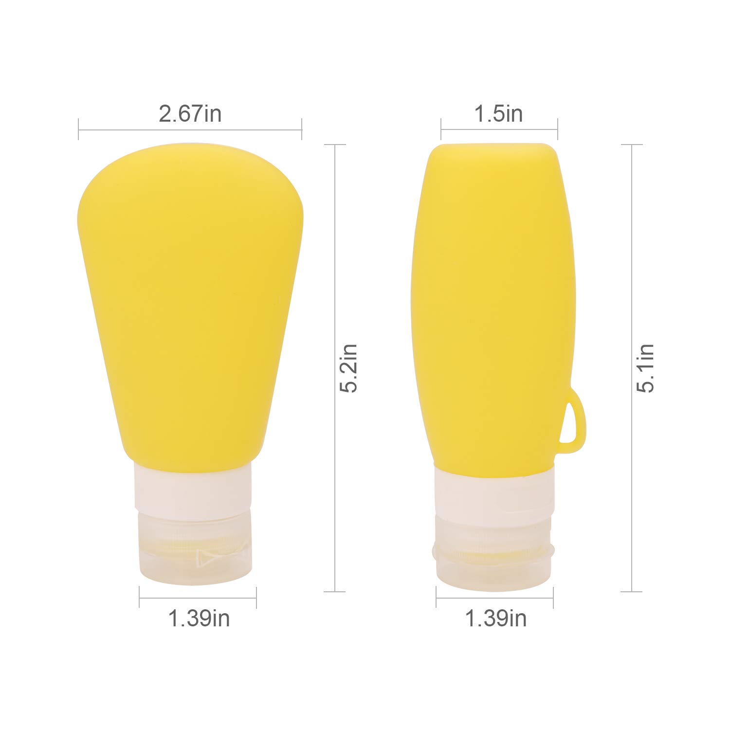 COMUDOT 3oz / 90ml Refillable Travel Bottles Set Squeezable Silicon Tubes Leak Proof Travel Accessories for Shampoo Liquids - Set of 8