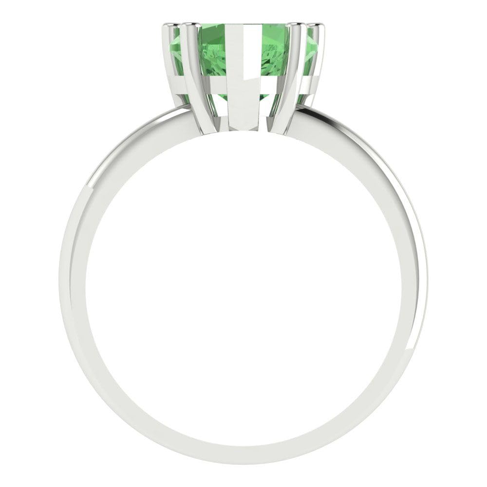 Clara Pucci 1.9ct Heart Cut Solitaire Light Sea Green Simulated Diamond Bridal Designer Wedding art deco Anniversary Ring 14k White Gold