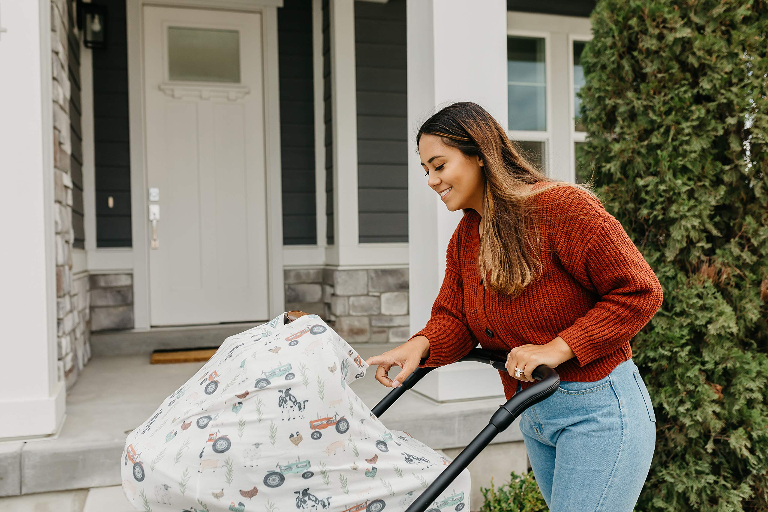 Copper Pearl Multi-Use Cover: Car Seat Covers, Nursing Cover, and Stroller Cover for Sun - Stretchy Fabric, All-Season Use, Stylish Designs, Easy Access for Moms - Jo