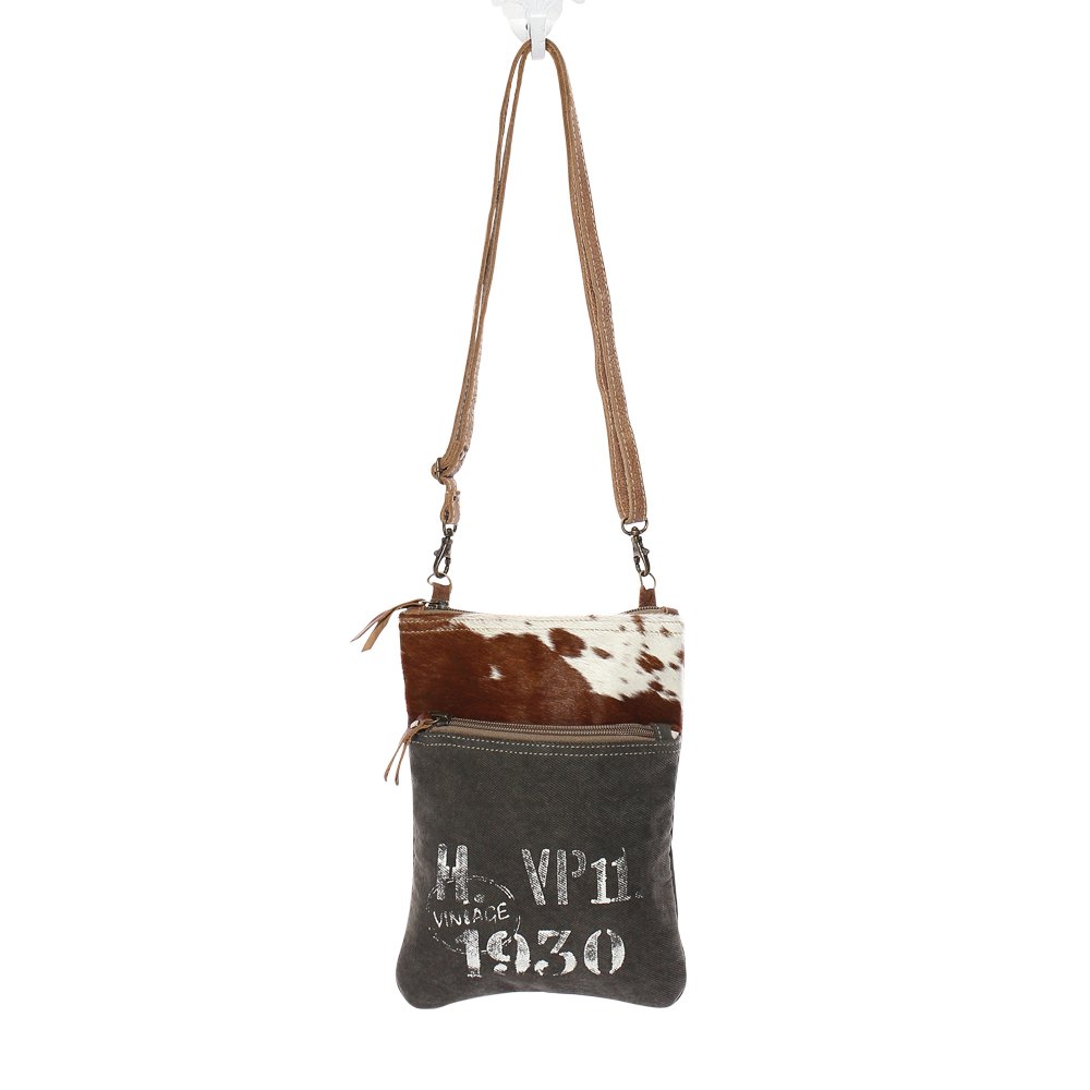 Myra Bag VP11 Cowhide & Upcycled Canvas Crossbody Bag S-1156