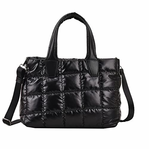 GLOD JORLEE Stylish Puffer Tote Bag for Women-Soft and Waterproof Small Tote Bag for Daily Leisure,Outing,Travel (Black)
