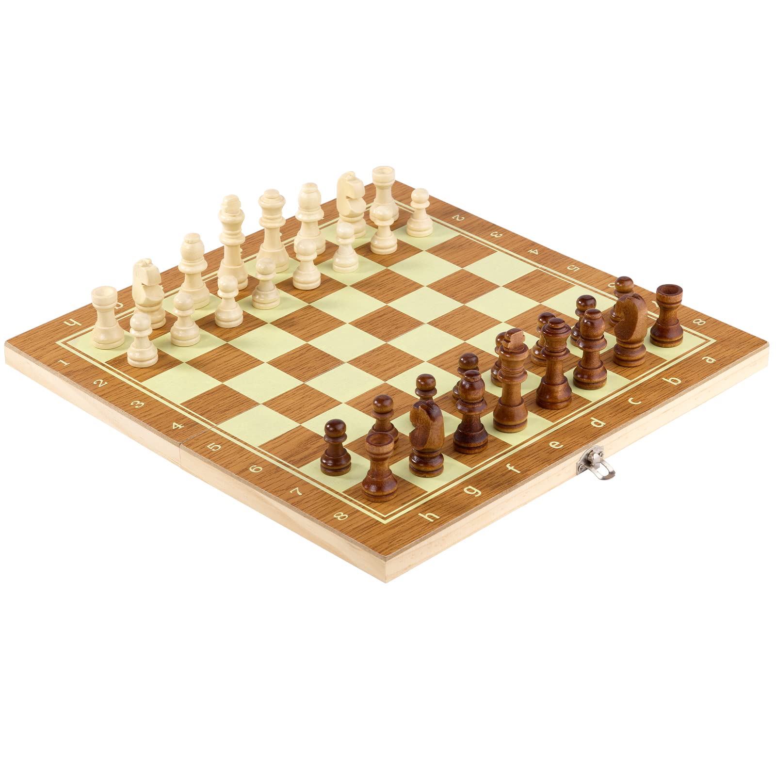 CSVICTORY Classic Chess Set 11" x 11"- New Zealand Pine Wooden Chess Set with Folding Chess Board, Staunton Chess Pieces & Storage Box, Wood Chess Set Board Game Upgrade Edition