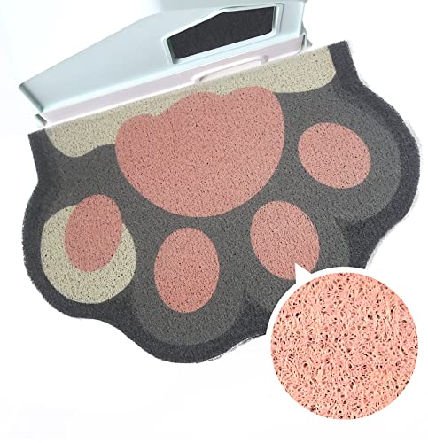 Rarenut Cute Cat Litter Trapping Mat 24”x16”, Traps Mess from Litter Box and Pet Food Bowl, Soft on Kitty Paws, Easy Clean, Anti Slip, Pet Accessories, Door Floor mats - Black paw
