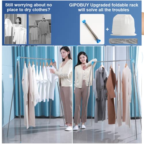 GIPOBUY Portable Clothes Rack Travel Garment Rack, Foldable Collapsible Clothing Rack, Mini Folding Portable for Dance, Painting, Travel, Drying, Camping,New Tech Easy Lock and Release(Non-Heavy Duty)
