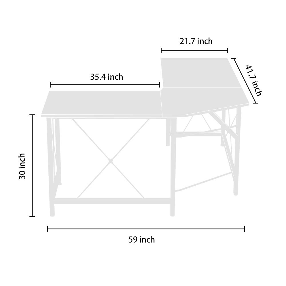 Coral Flower L-Shaped Desks for Home Office - Corner Computer Desk Writing Table Workstation - Sturdy Gaming Desk PC Laptop Rustic Brown