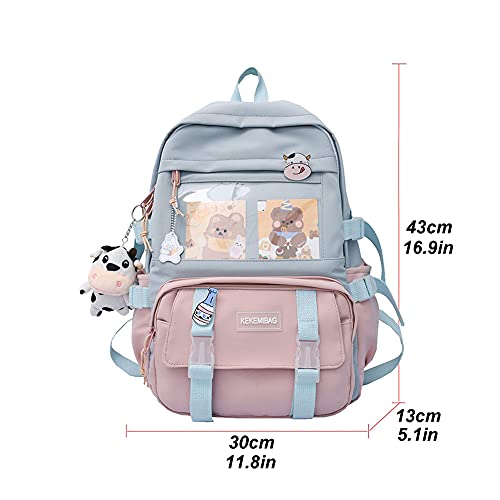 JQWSVE Kawaii Backpack with Pins Accessories, Rucksack for Teen Girls School Bag, Aesthetic Backpack