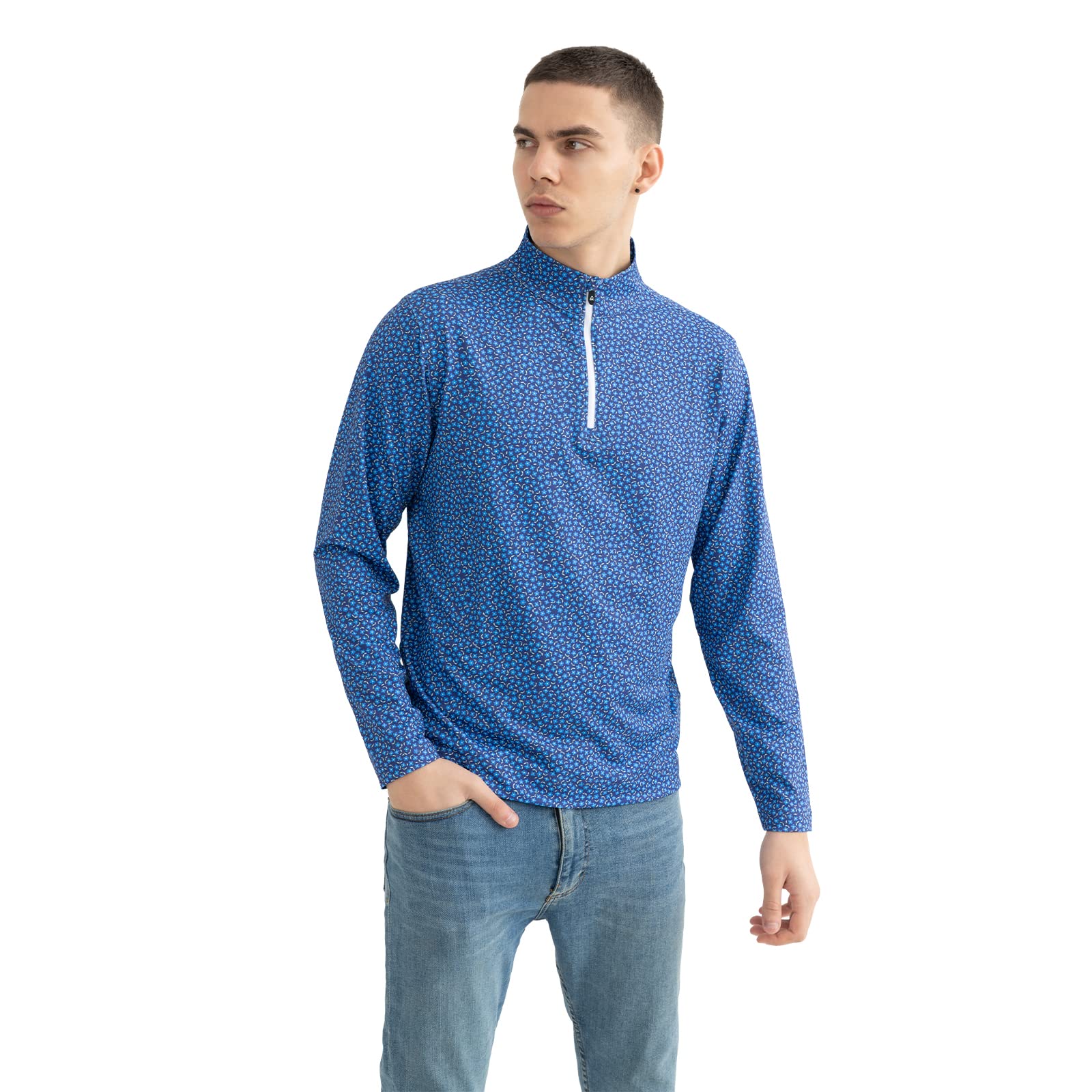 DEOLAX Mens Pullover Shirt 1/4 Zip Long Sleeve Dry Fit Pullover Sweaters Moisture Wicking Performance Golf Pullover for Men