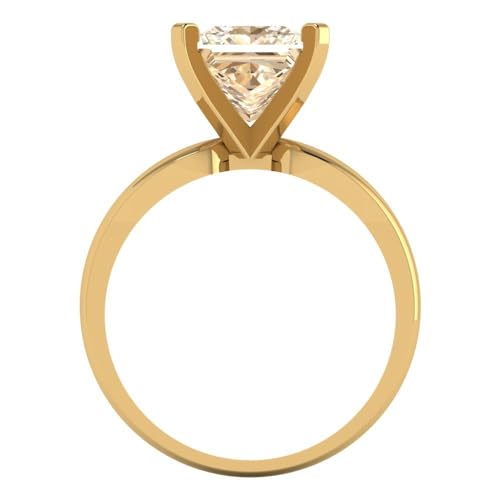 Clara Pucci 2.4ct Princess Cut Solitaire Genuine Natural Morganite Wedding Bridal Designer art deco Anniversary Ring 14k Yellow Gold