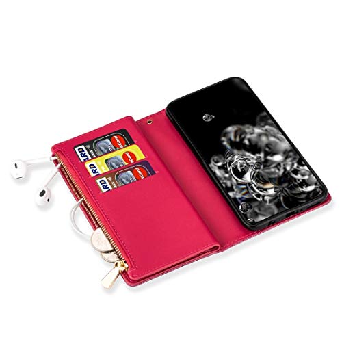 BOYUHII Silicone Protective Case for phone For Samsung Galaxy A50 / A30s / A50s Multi-card Slots Starry Sky Laser Carving Glitter Zipper Horizontal Flip Leather Case with Holder & Wallet & Lanyard ATC