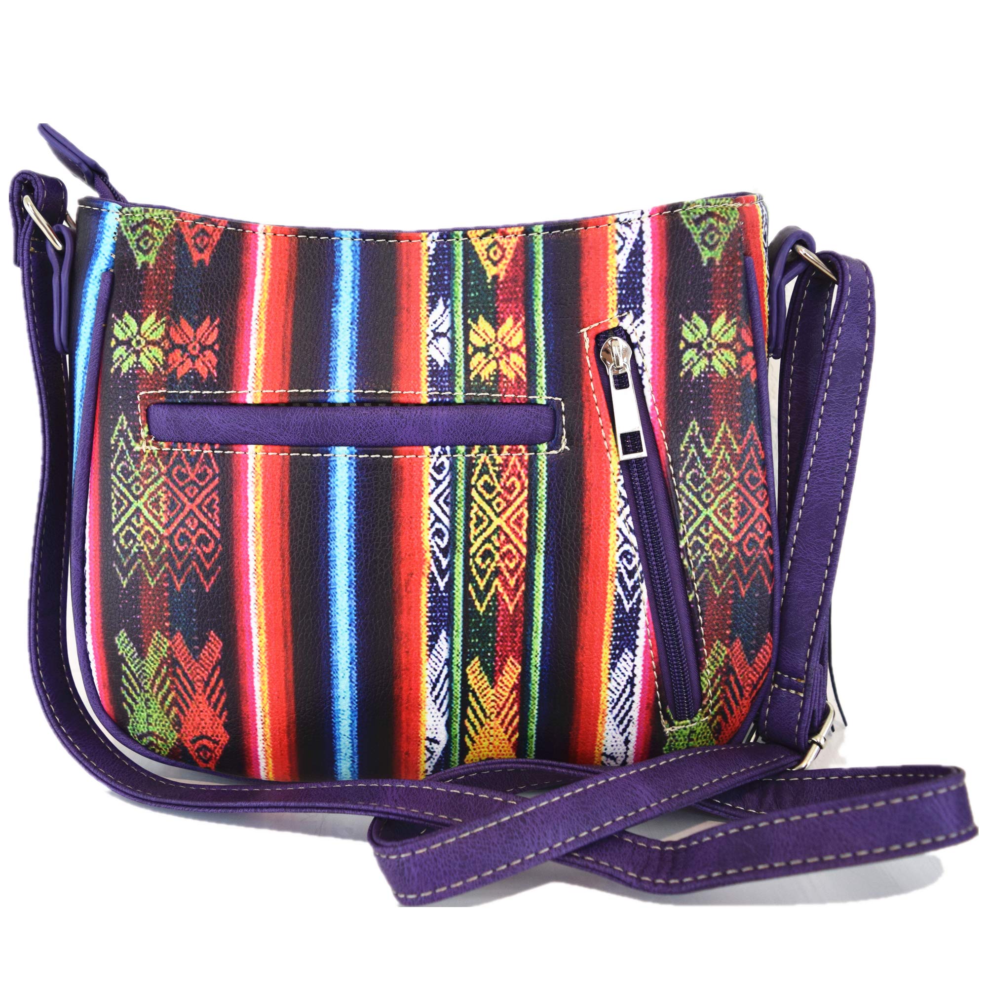 Native Conchos Studded Purse Women Rhinestone Crossbody Handbags Leather Tassel Country Adjustable Strap Single Shoulder Bag (Purple)