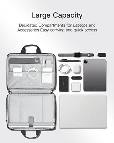 Inateck 15.6 Inch Laptop Sleeve,180° TSA Shoulder Bag,Splash-resistant 3-Way Laptop Carrying Case,Handbag with Trolley Strap Compatible with 15-15.6 Inch Laptop/Chromebook/Notebook for Commuting