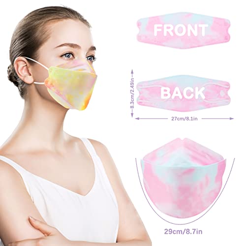 KF94 Mask 60 PCS Individually Wrapped Face Mask 4 Ply Protection 3D Fish Type KF94 Masks for Adults (Tie dye)