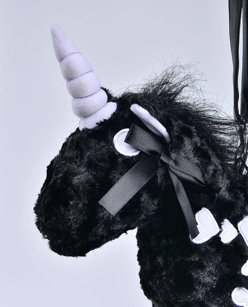 Nite closet Unicorn Purse for Women Gothic Bag Crossbody Shoulder Cute Fluffy Animal Halloween (Black)