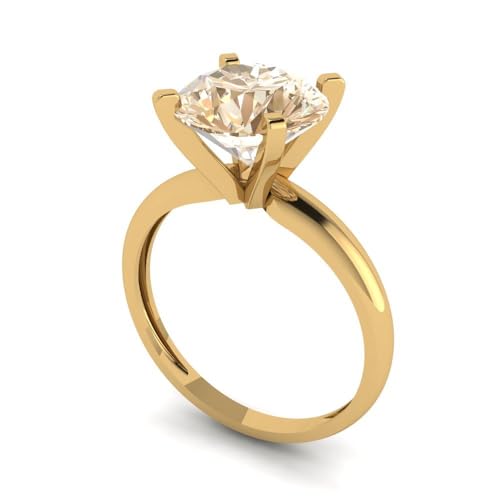 Clara Pucci 2.50ct Round Cut Solitaire Natural Brown Morganite Engagement Bridal Promise Anniversary Ring in 18K Yellow Gold 4.75