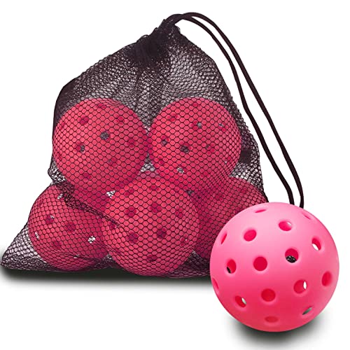 Vvinca Pickleballs 6 Pack Pickleball-Balls Meet USAPA Requirement 40 Holes Outdoor-Pickleballs, Double Tone Luminous Green Blue Pink Tangerine Yellow