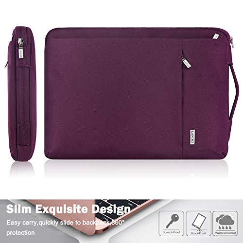 LANDICI 360° Protective Laptop Sleeve 13-14 Inch, Computer Bag Carrying Case for MacBook Air 13 M1/2022 M2, MacBook Pro 13/14 2021, Chromebook 14, Women, Slim, Shockproof, Waterproof, Purple