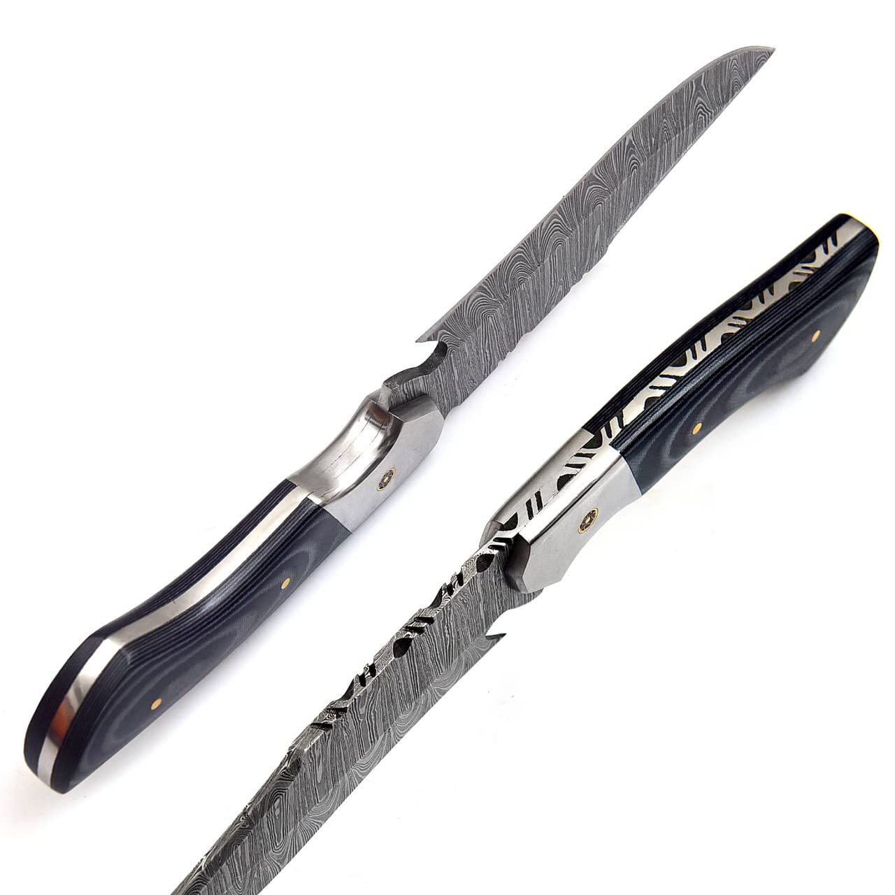 EcstaticVision Handmade Damascus Steel Knife Fixed Blade 9.5 inches Hunting Knife with sheath EV-1079