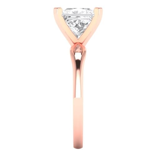 Clara Pucci 2.5ct Princess Cut Solitaire White Lab Created Sapphire Engagement Bridal Promise Anniversary Ring in 18K Rose Gold 3.75