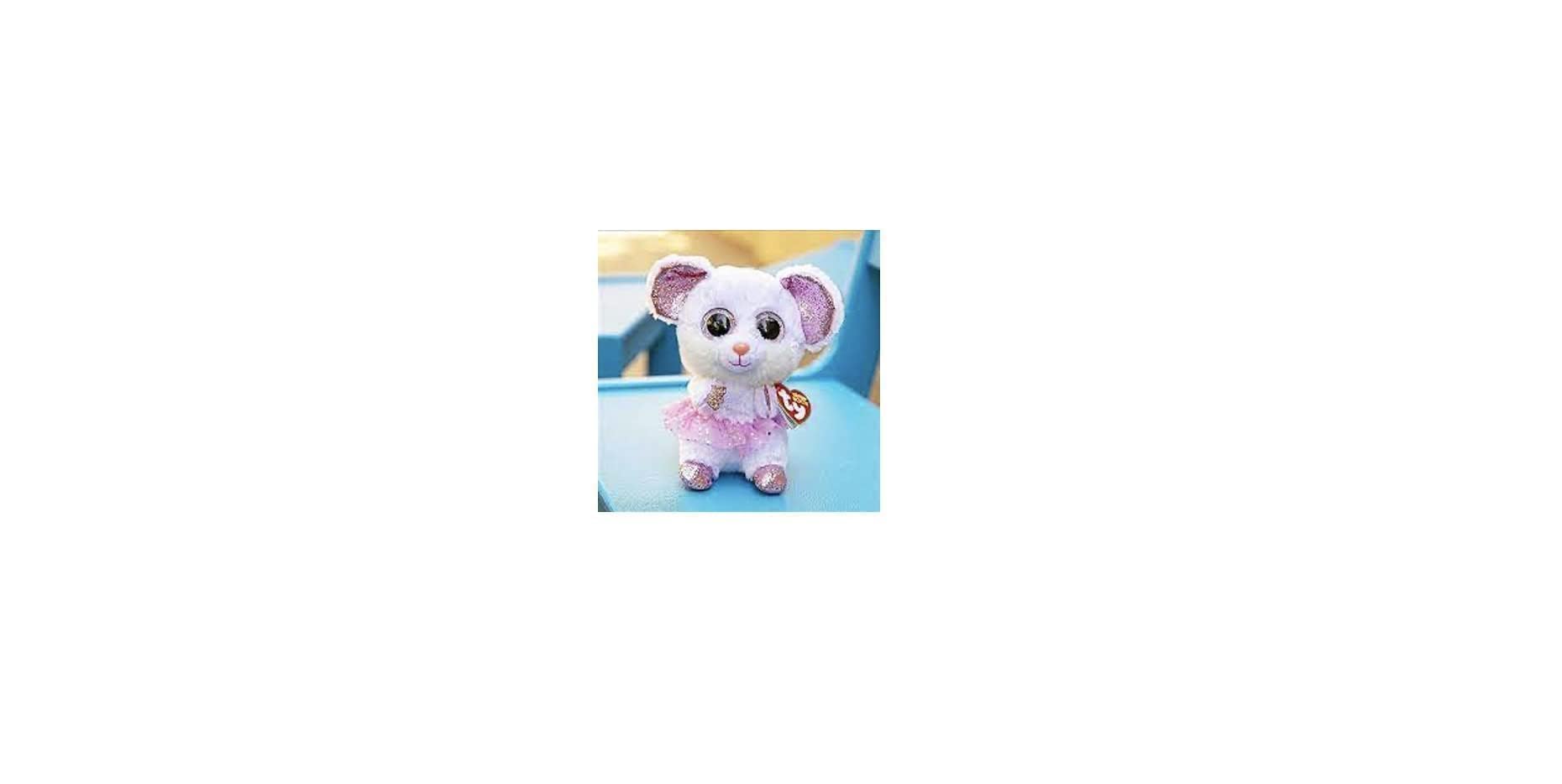 TY 2007519 Nina Mouse with Tutu Beanie Boo Stuffed Animal, Multicoloured, 15 cm