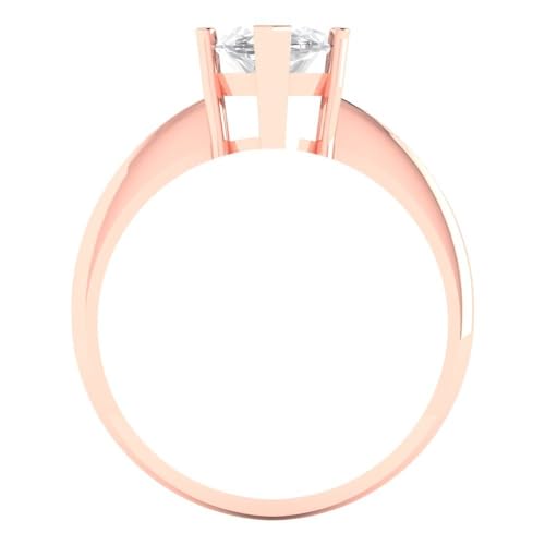 Clara Pucci 2.50 ct Marquise Cut Solitaire White Lab Created Sapphire Engagement Bridal Promise Anniversary Ring 18K Rose Gold Size 3.5