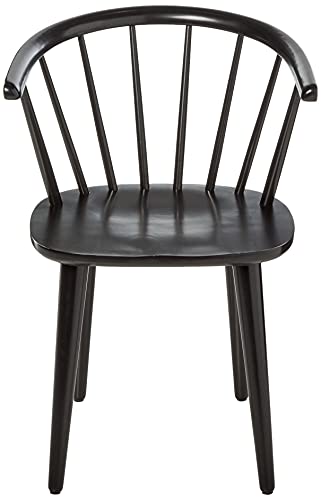 Target Marketing Systems Set of 2 Florence Dining Chairs with Low Windsor Spindle Back, Set of 2, Black