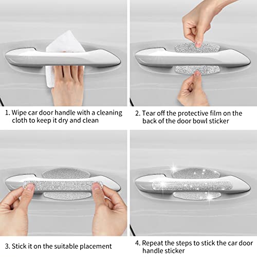 Vaincre Bling Car Door Handle Protector 10PCS Rhinestone Car Door Handle Scratch Protector, Bling Car Accessories Fit Most Cars, Vehicles, Car Side Rearview Mirror