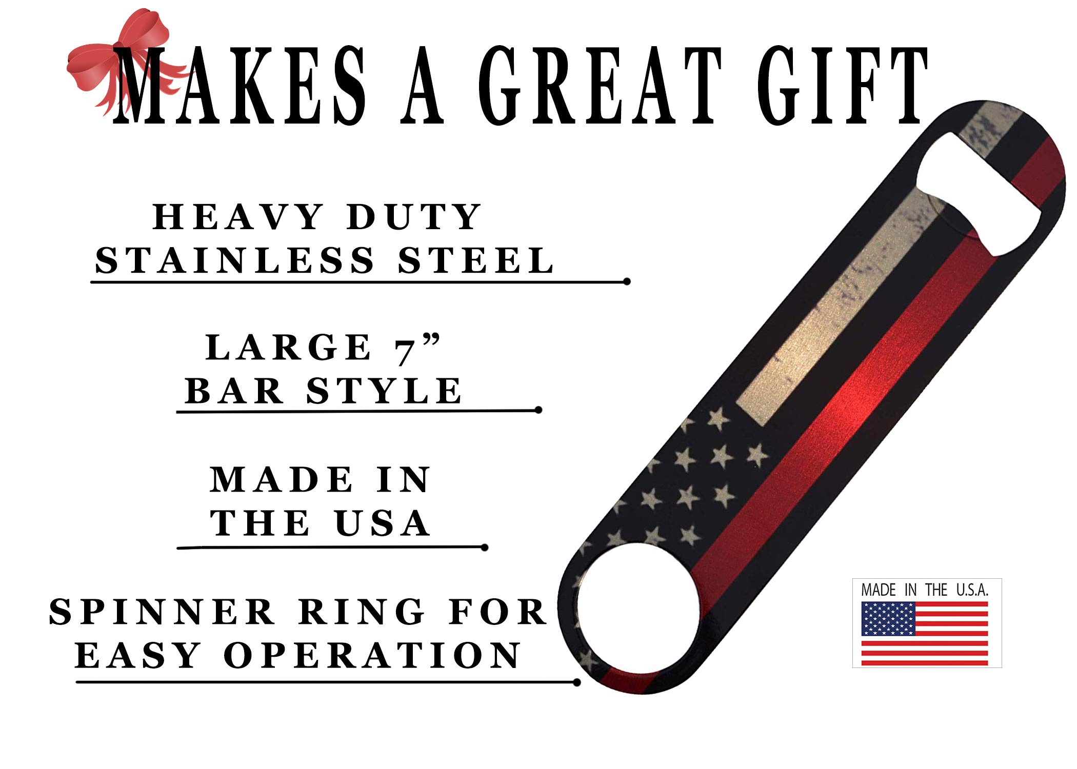 Firefighter Thin Red Line Flag Speed Bottle Opener Heavy Duty Gift For Fire Fighter Department FD