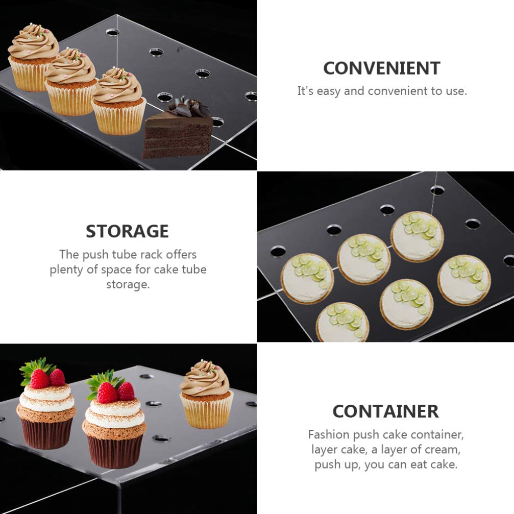 DOITOOL 1 Set 12 Hole Push Pop Cake Stand and Clear Push- up Cake Pop Shooter Plastic Containers for Wedding Baby Shower Birthday Parties