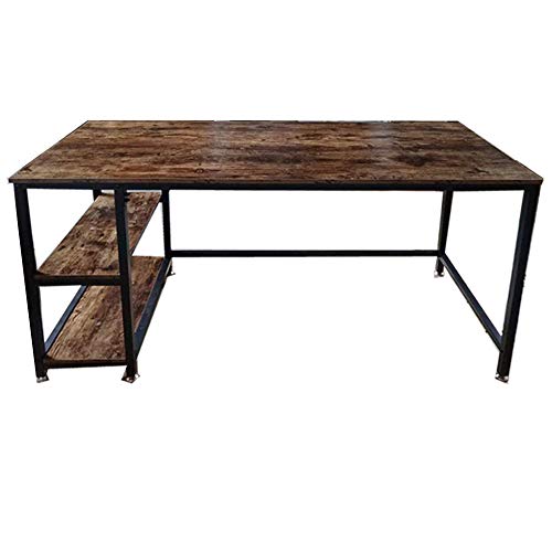 Corner Computer Desk with Storage Workstation Study Writing Table for Home Office Easy to Assemble (Retro Brown)