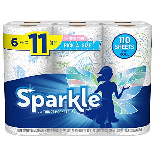 Sparkle Paper Towels, Spirited Prints, Pick-a-Size, 6 Count of 110 Sheets Per Roll, 110 Sheets (Pack of 6)