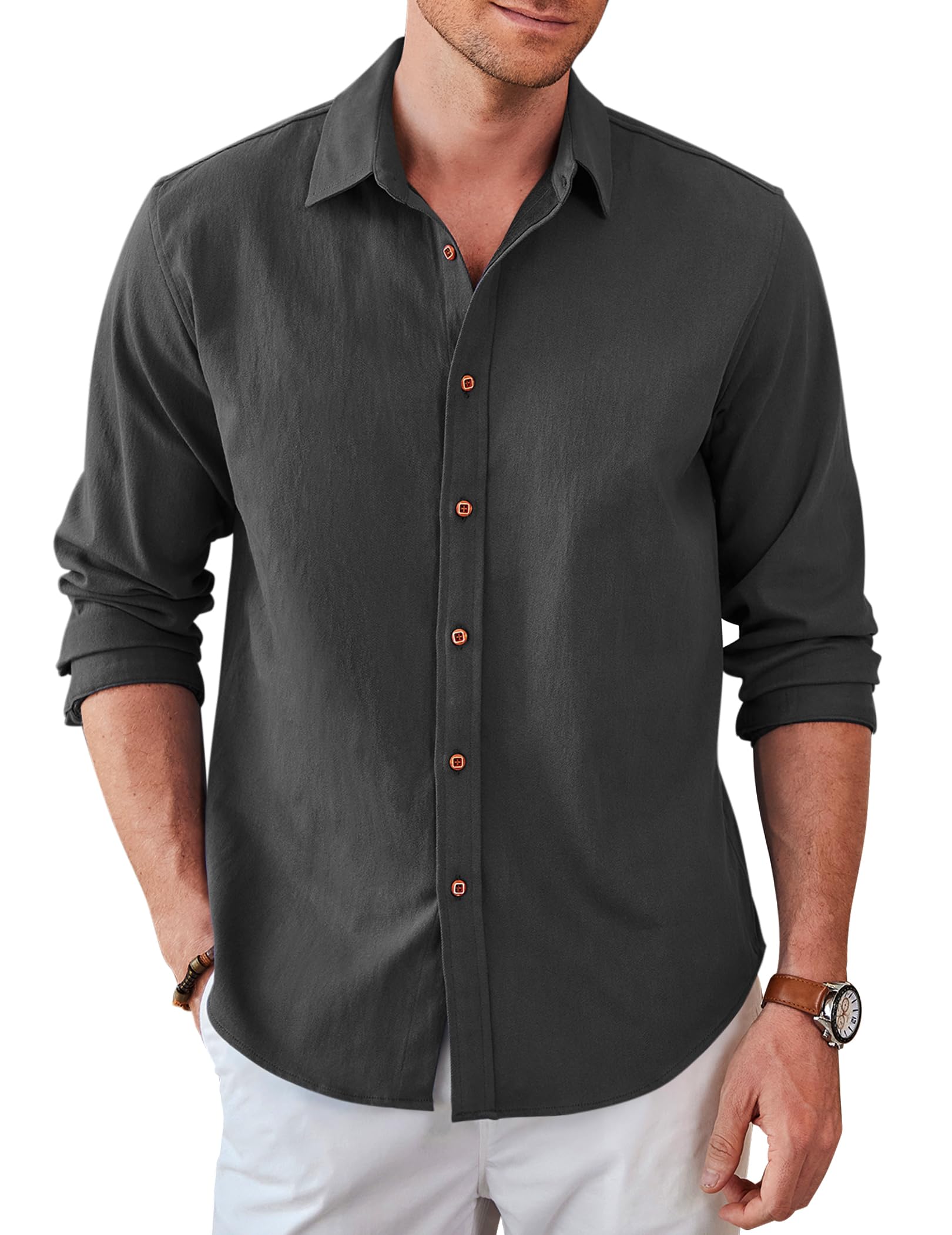 COOFANDY Men Long Sleeve Button Down Shirts Denim Cowboy Shirt for Men Western Style