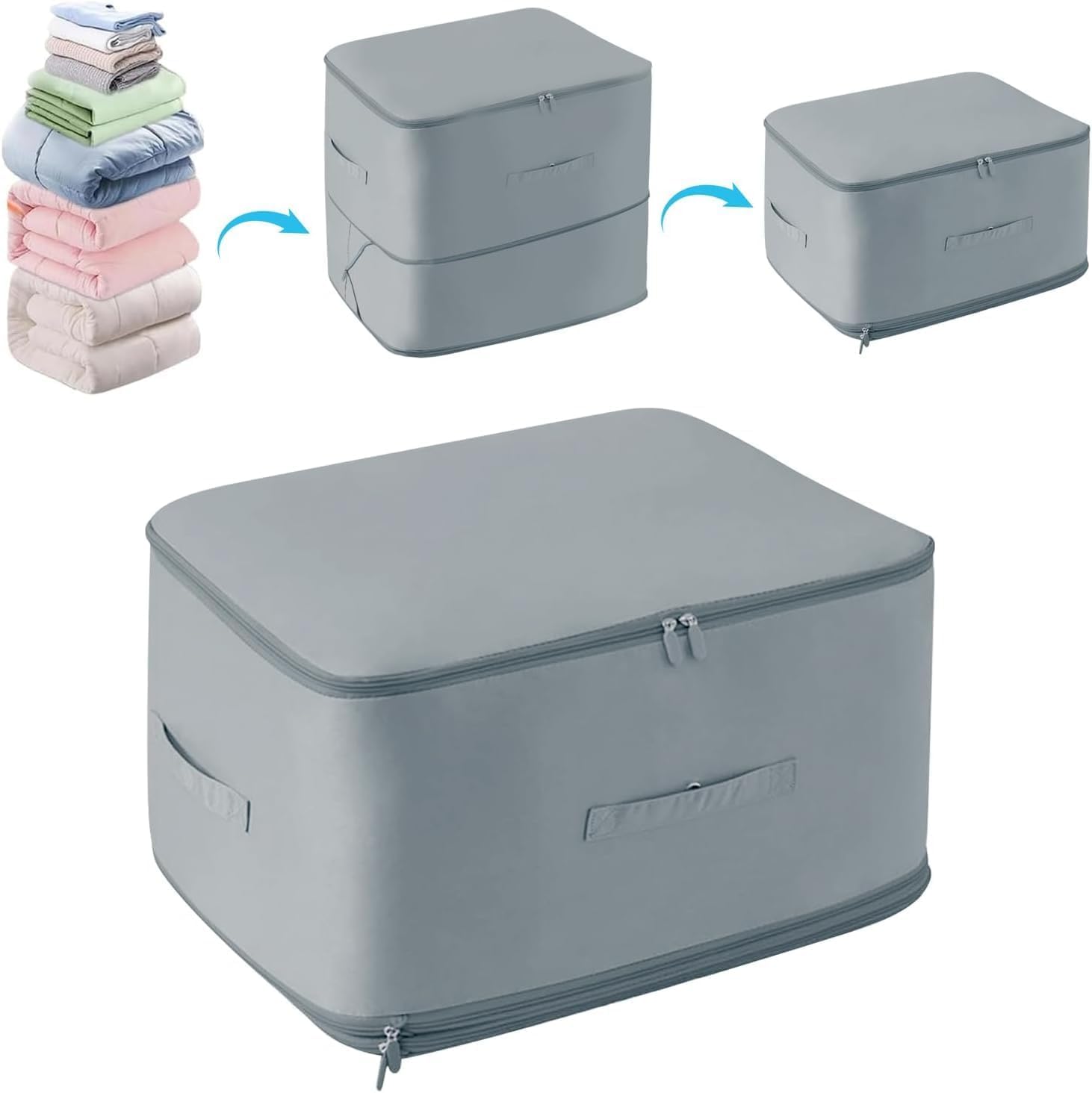 DqsWko Ultra Space Saving Self Compression Organizer,2024 New Ultra Space Saving Self Compression Organizer for Comforters, Clothes, Blankets (Gray)