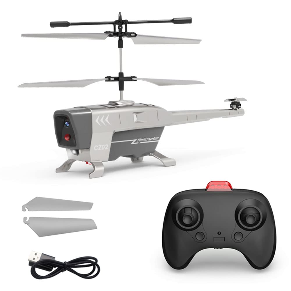 DAKYAM Remote Control Helicopter, Indoor Outdoor Flying 3.5 Channel Mini RC Helicopter with LED Lights, Intelligence Obstacles Avoidance Mini RC Aircraft with Altitude Hold for Kids Adults (Silver)