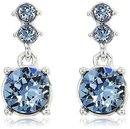 NINE WEST Women's Boxed Necklace/Pierced Earrings Set, Silver/Blue, One Size