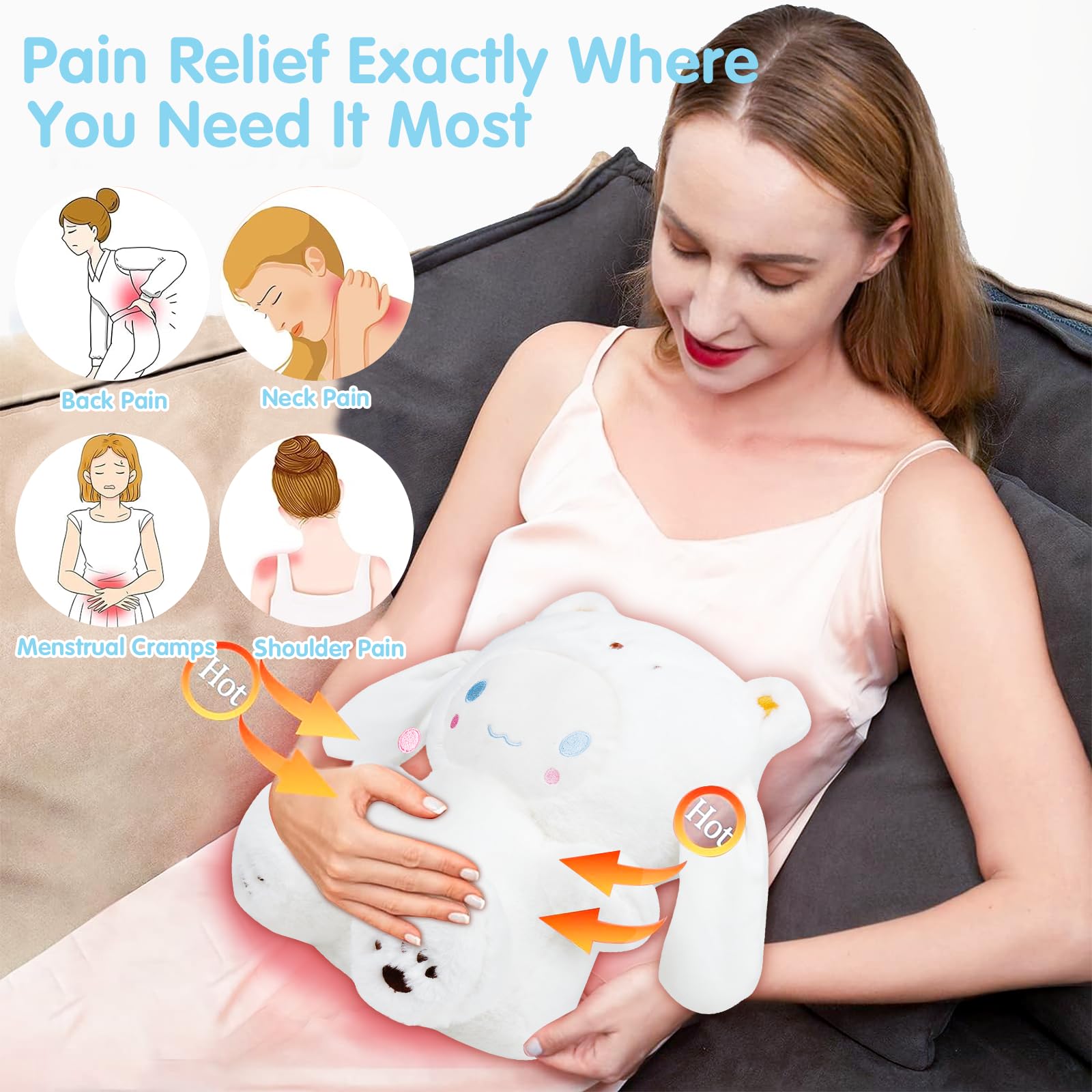 Microwave Heating Pad Dog Heatable Stuffed Animals for Cramps Pain Relief, Cute Soft Cozy Pillow Plush Heatable Warmies Stuffed Animals Gifts for Women, Teens